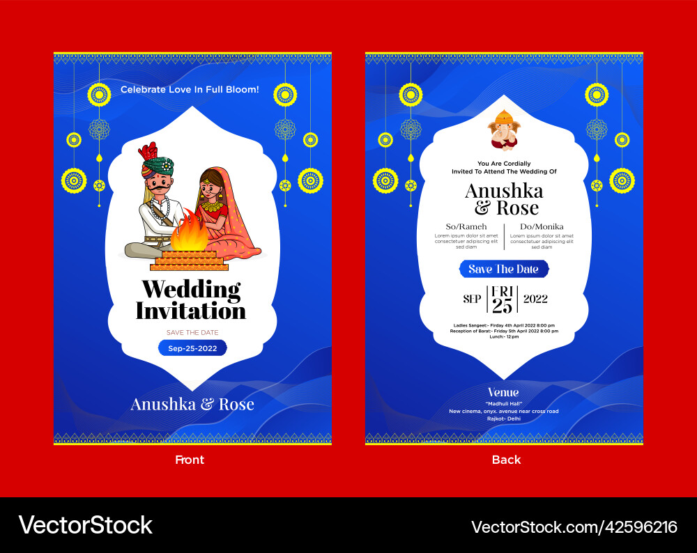 Beautiful indian wedding invitation card Vector Image