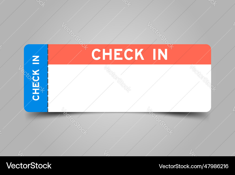 Blue and orange color ticket with word check Vector Image