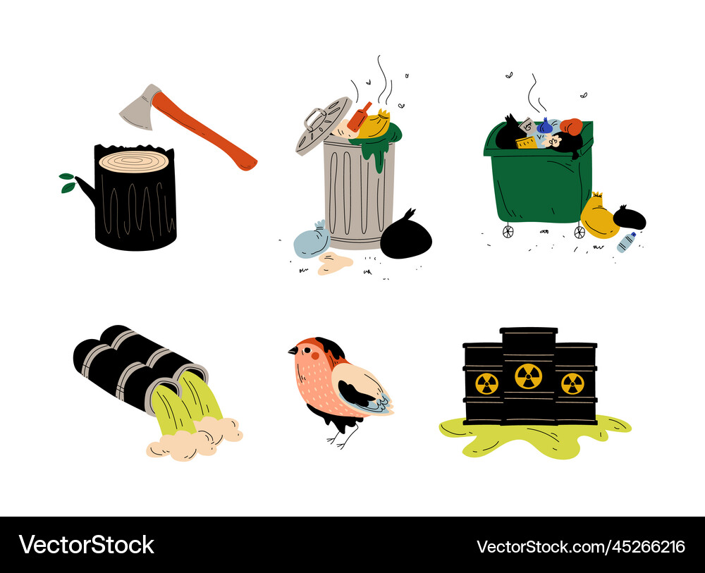 Environment pollution set of nature Royalty Free Vector