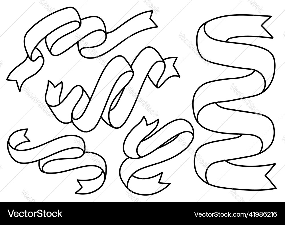 Freehand handdrawn ribbon banner doodle Royalty Free Vector