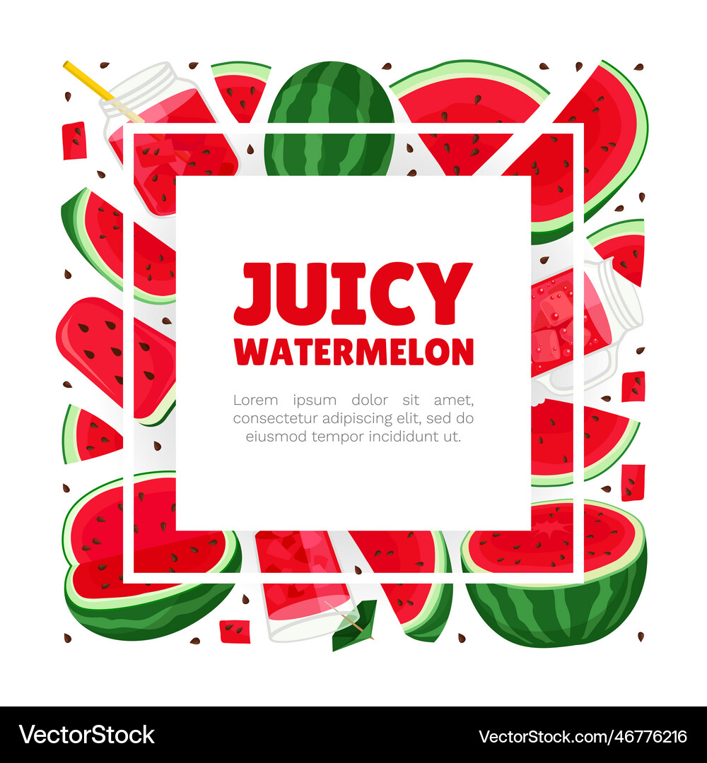 Fresh watermelon banner design with juicy red Vector Image
