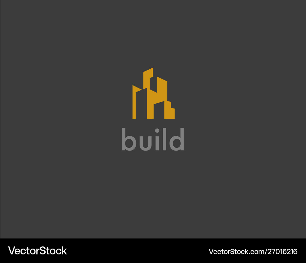 Geometric logo symbol abstract yellow building Vector Image