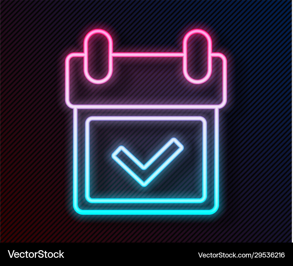 Glowing neon line calendar with check mark icon Vector Image