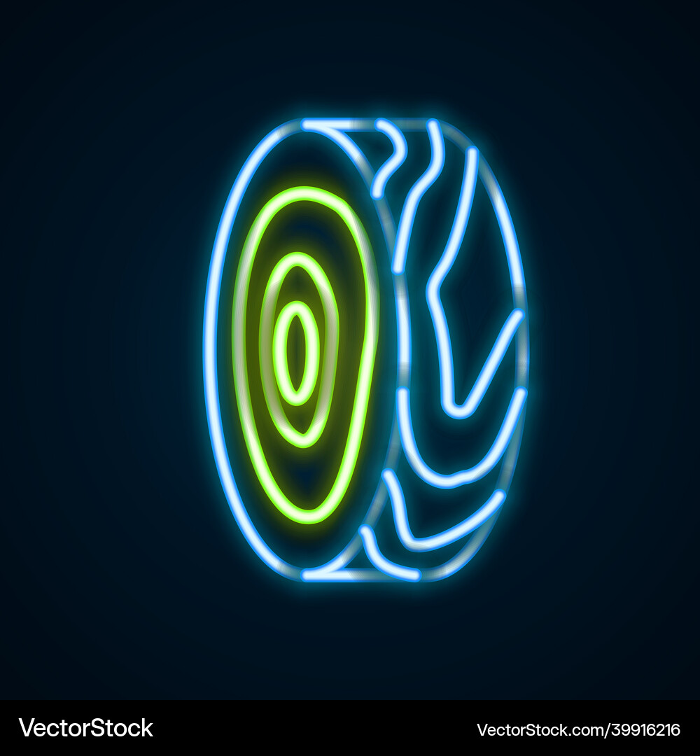 Glowing neon line tree rings icon isolated Vector Image
