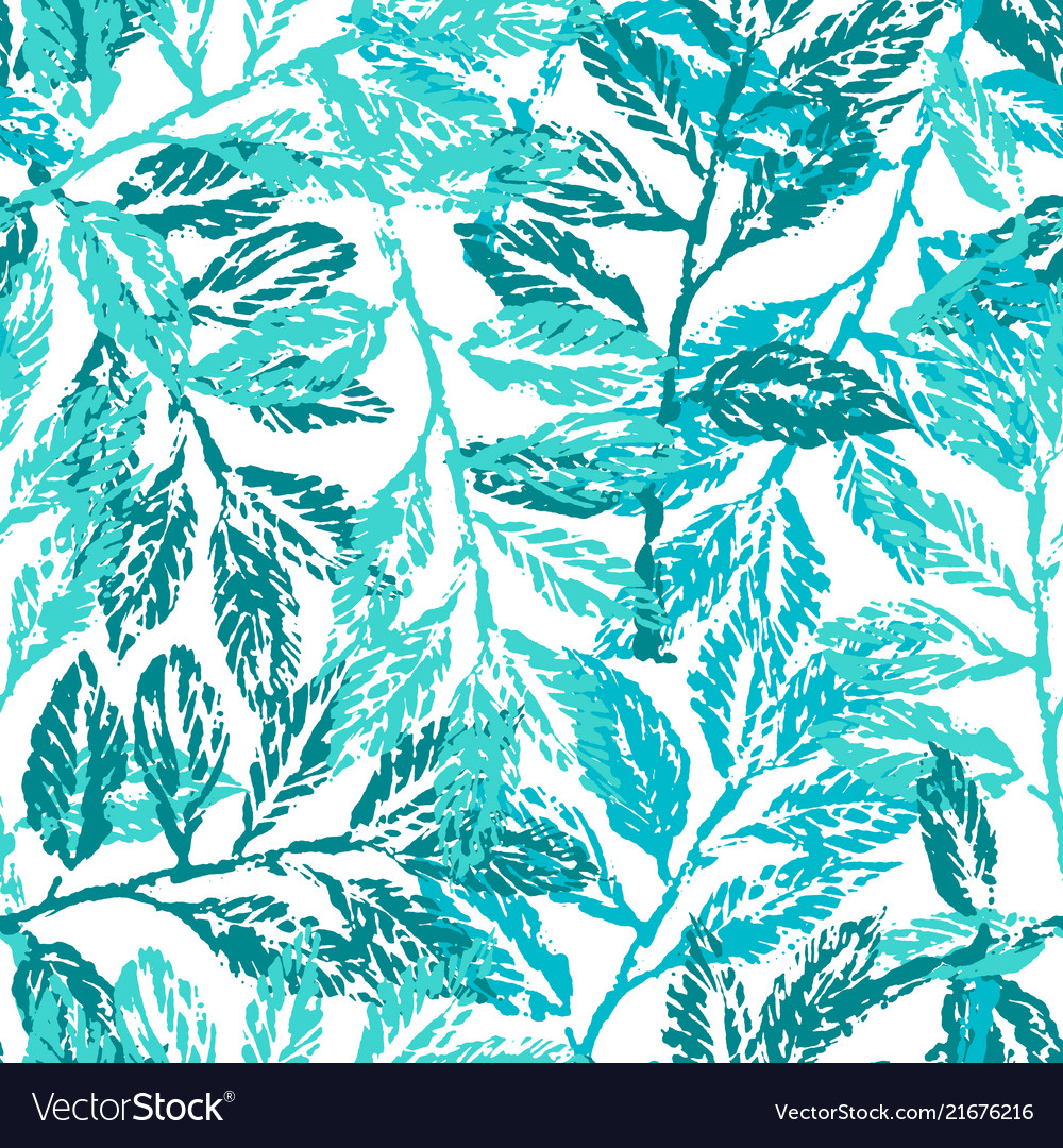 Ink hand drawn seamless pattern with laurel Vector Image