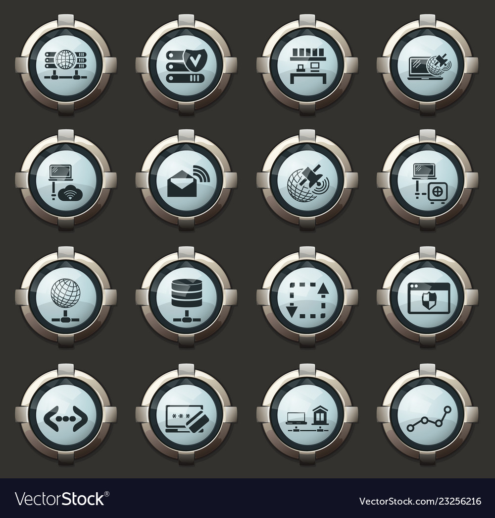 Internet server network icons set Royalty Free Vector Image