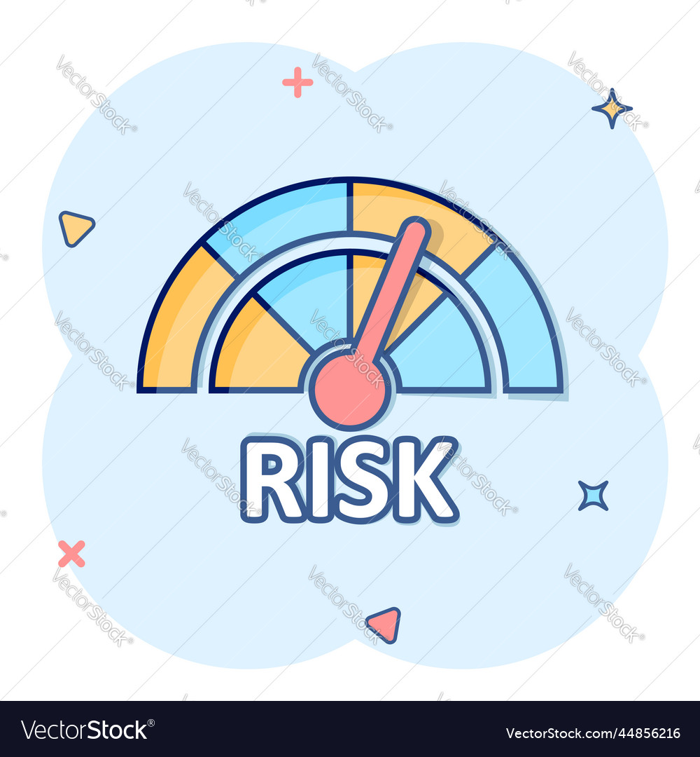 Risk meter icon in comic style rating indicator Vector Image