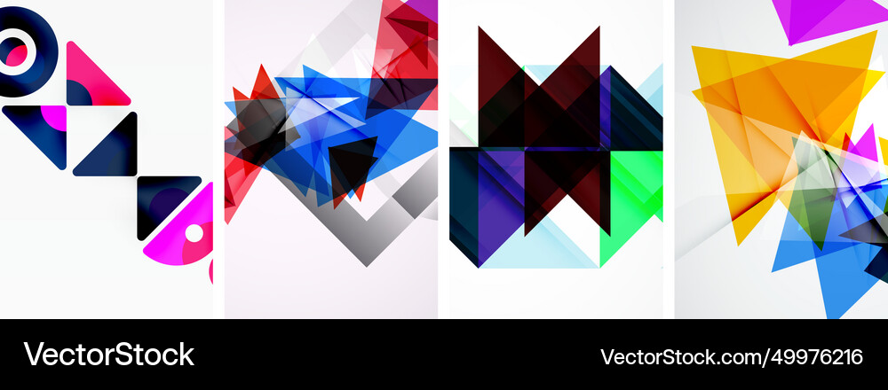 Set of colorful triangle poster cover template Vector Image