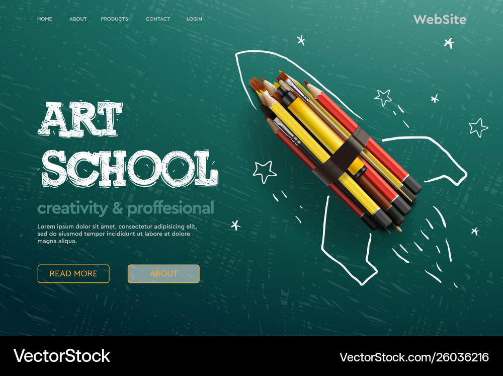 Web page design template for art school studio Vector Image