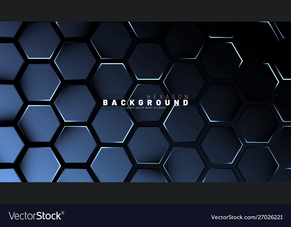Abstract hexagon blue neon gradient pattern Vector Image