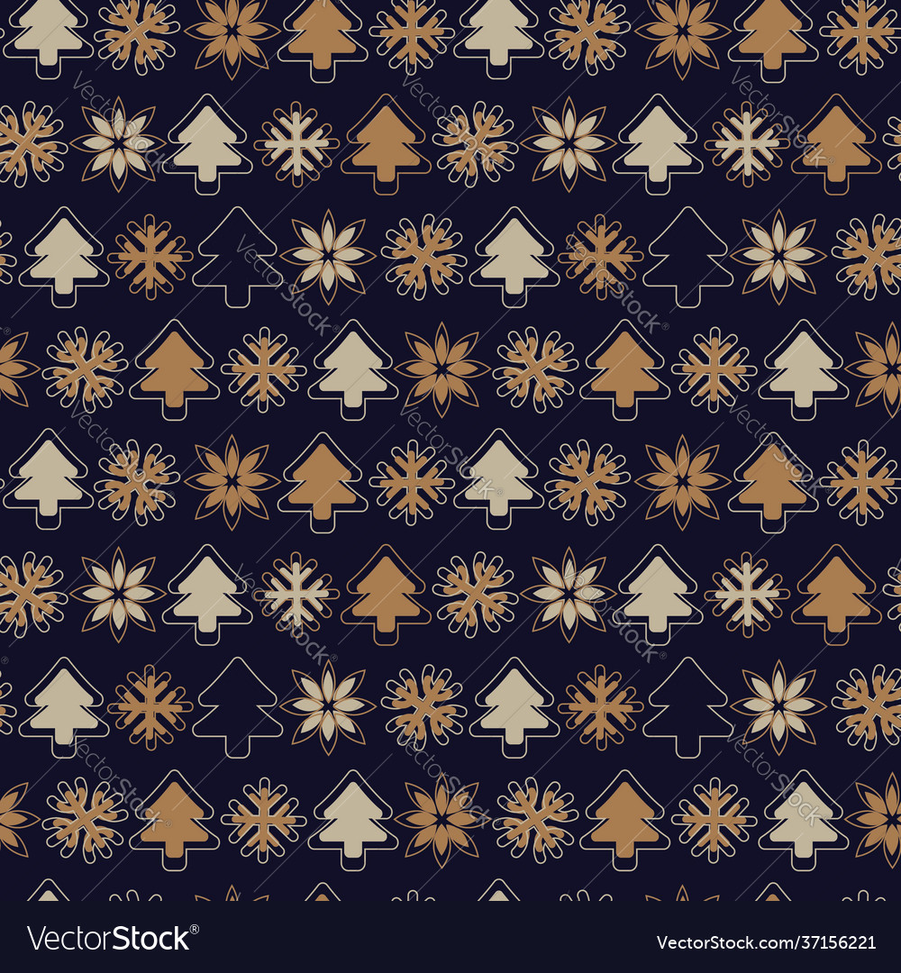 Brown christmas tree seamless pattern design Vector Image