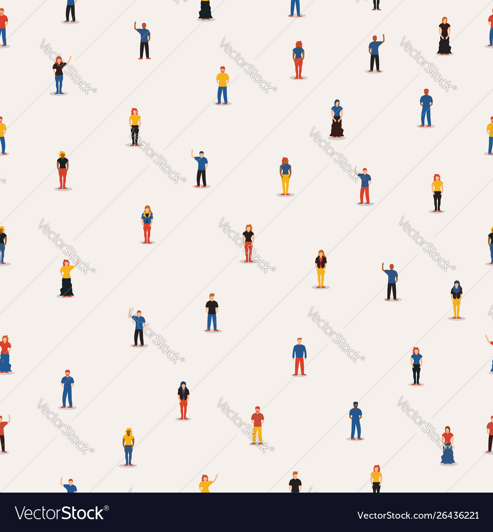 Diverse people group seamless pattern background Vector Image