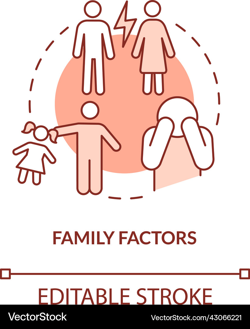 Family factors red concept icon Royalty Free Vector Image