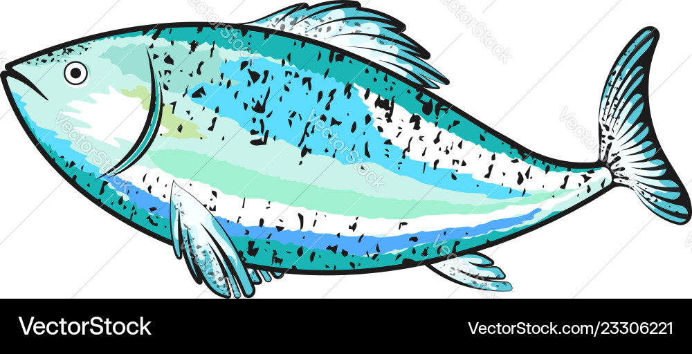 Fish blue silhouette Royalty Free Vector Image