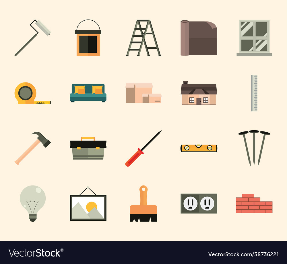Home improvement set Royalty Free Vector Image