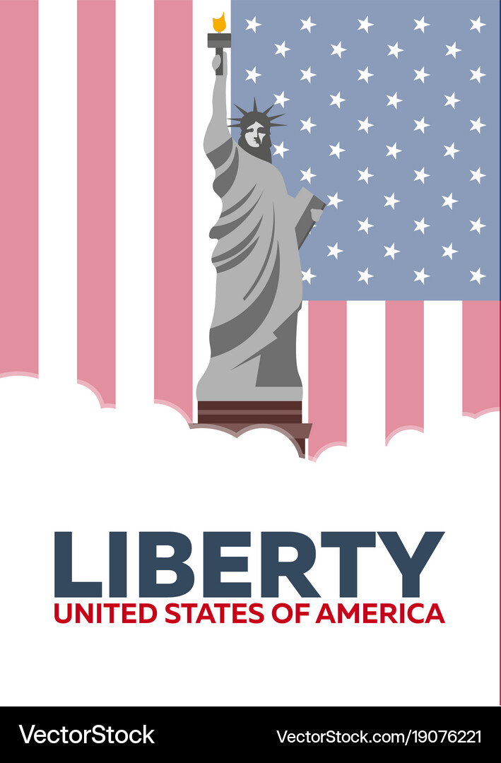 Liberty statue of usa flag Royalty Free Vector Image