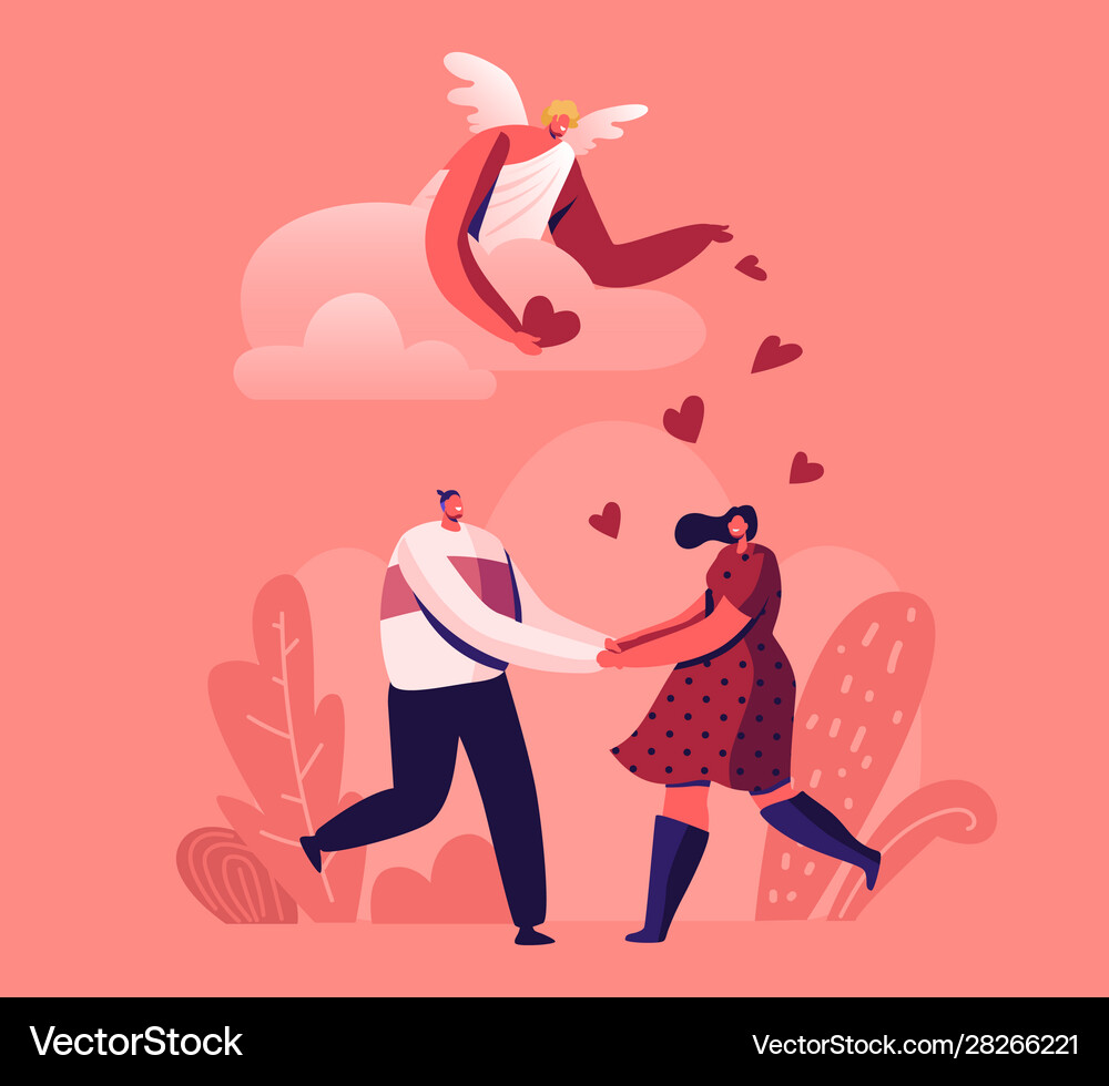 Loving couple having dating concept young man Vector Image
