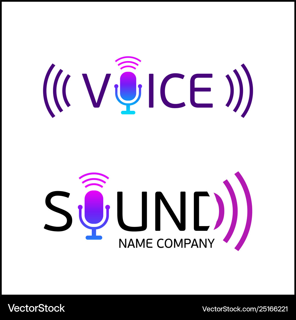 Music logotype with text sound and voice Vector Image