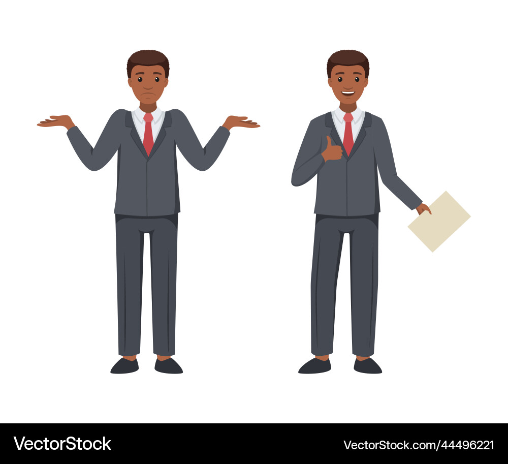Office african american man character in suit Vector Image