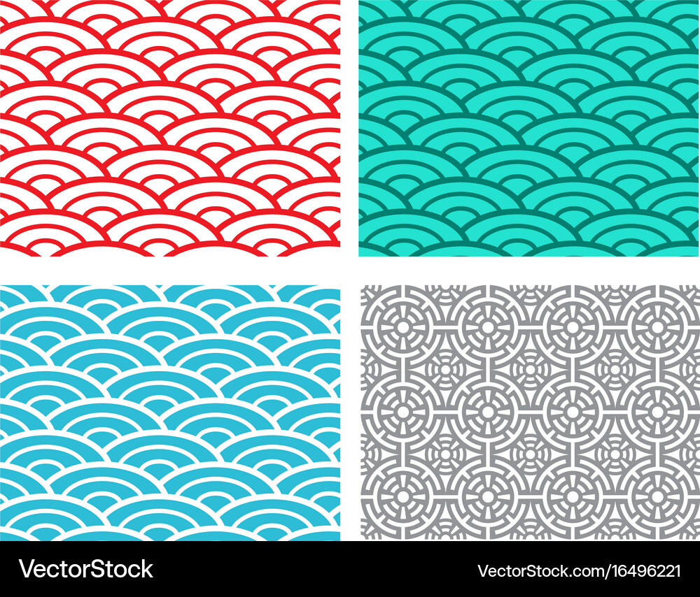 Seamless wave sea pattern in chinese style Vector Image