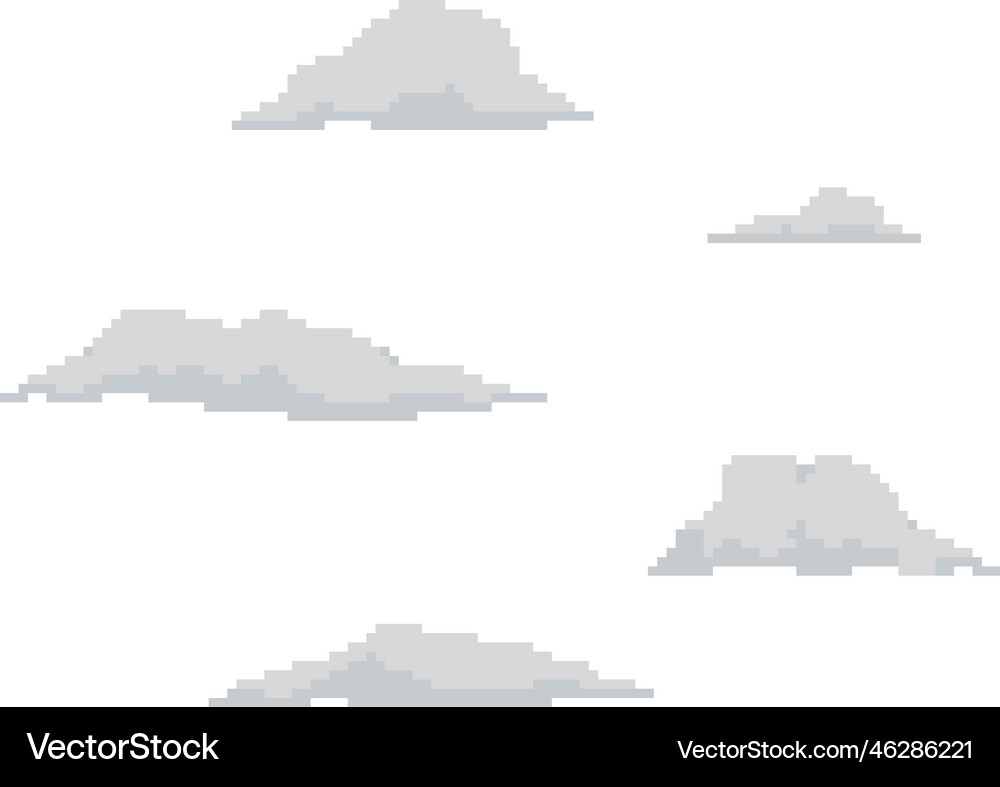 Set of clouds in the pixel art style Royalty Free Vector