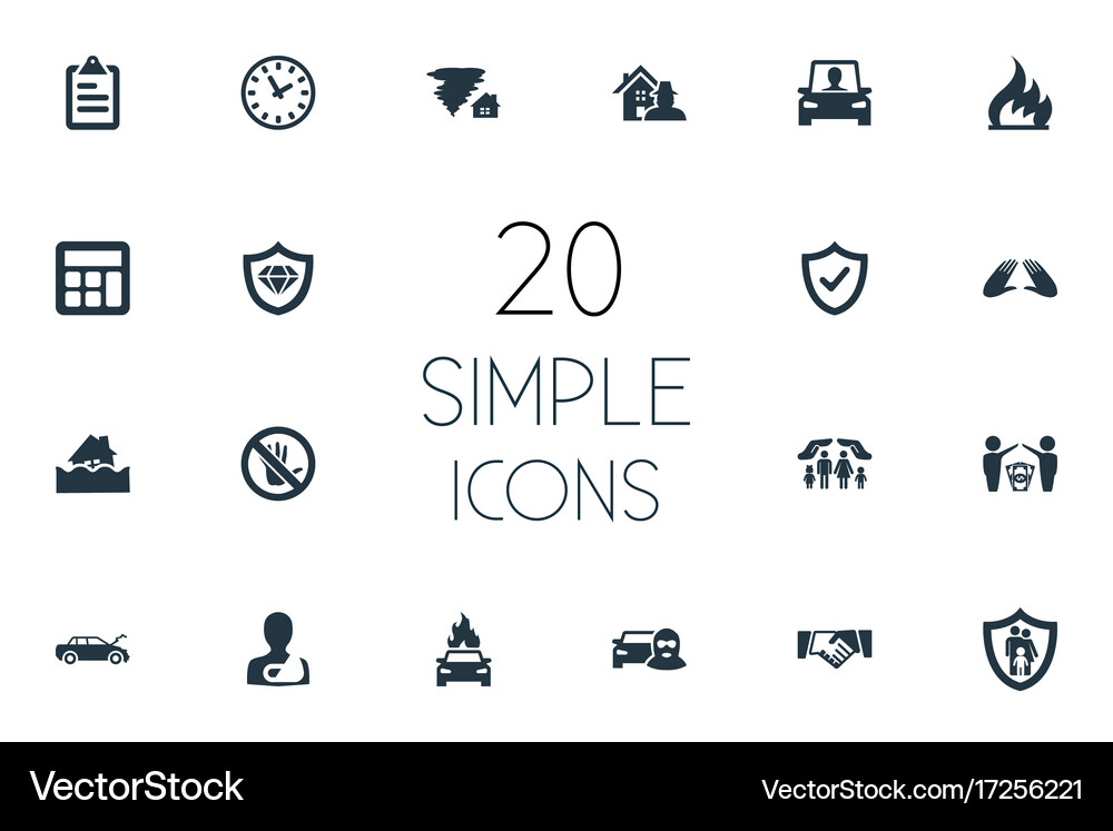 Set of simple insurance icons Royalty Free Vector Image