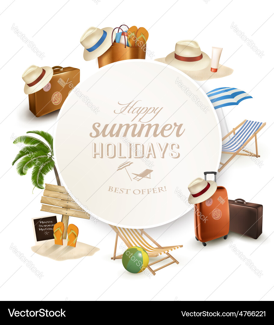 Set of vacation related icons Royalty Free Vector Image