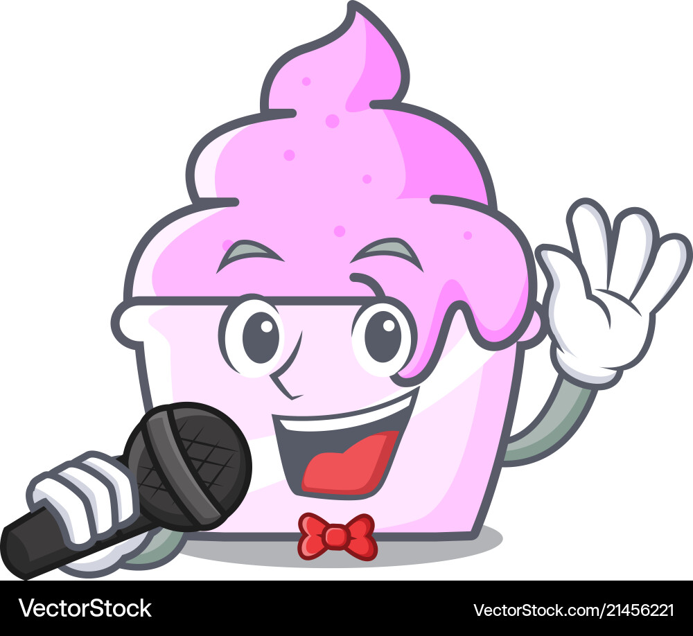 Singing ice cream paper cup mascot cartoon Vector Image