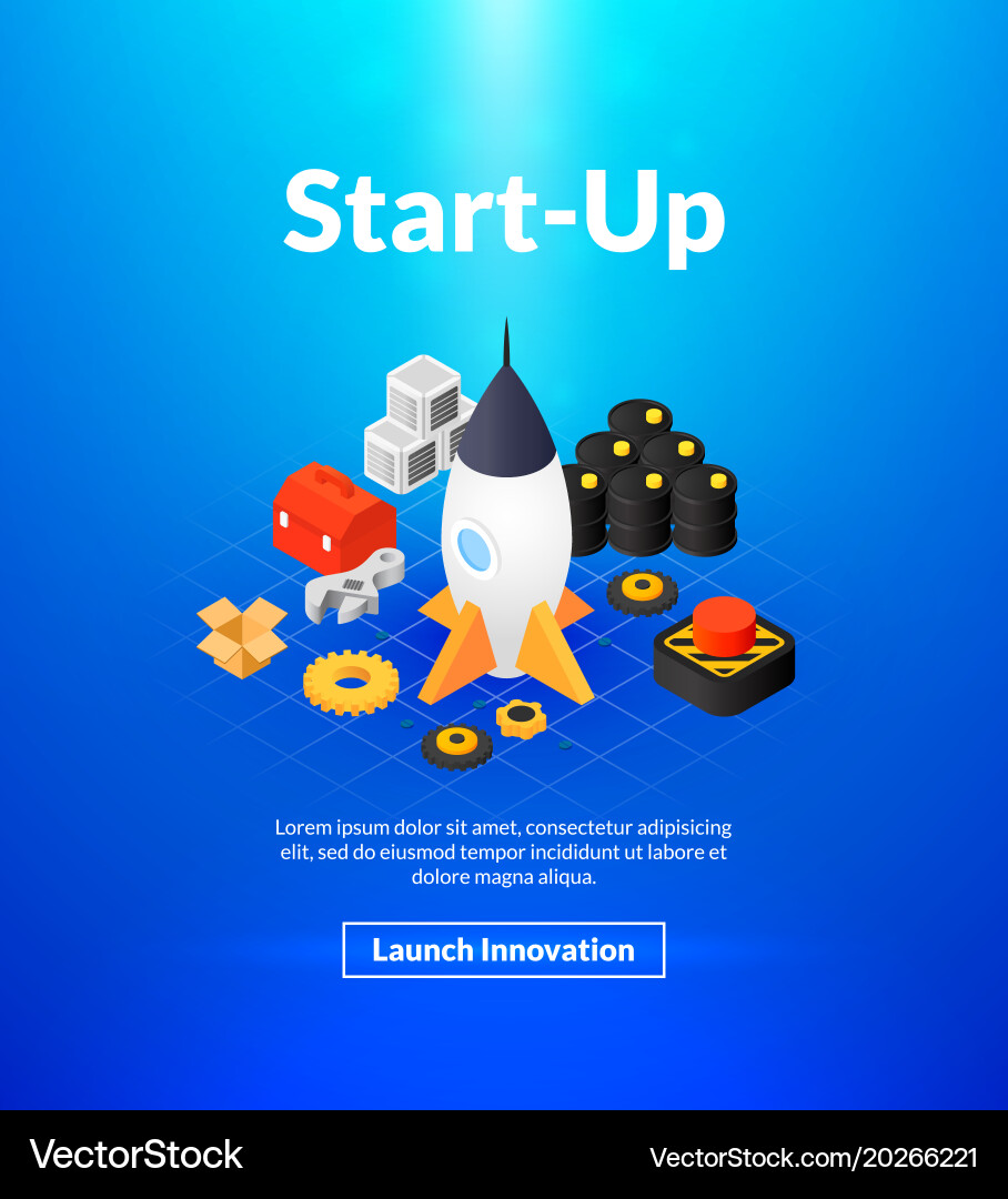 Startup poster of isometric color design Vector Image