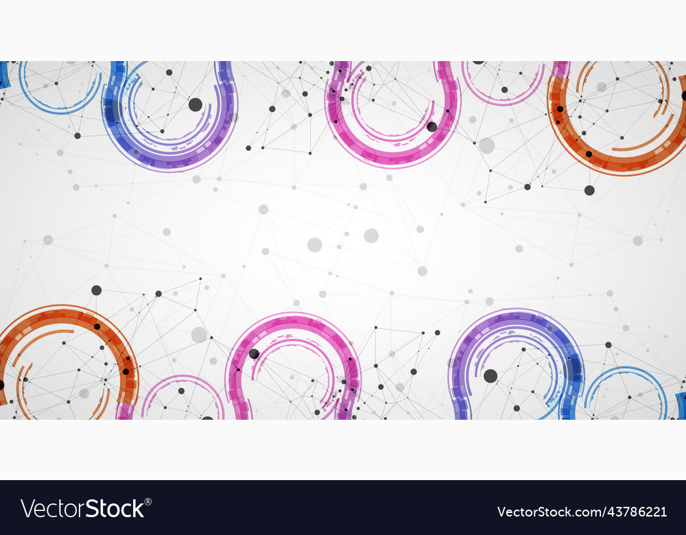 Technical background with plexus effect and wave Vector Image