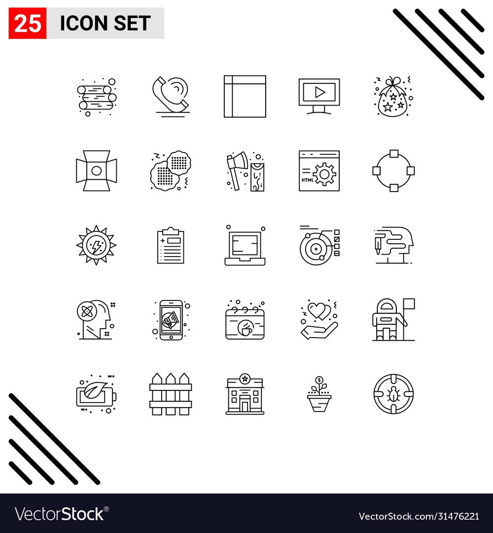 User interface pack 25 basic lines of Royalty Free Vector