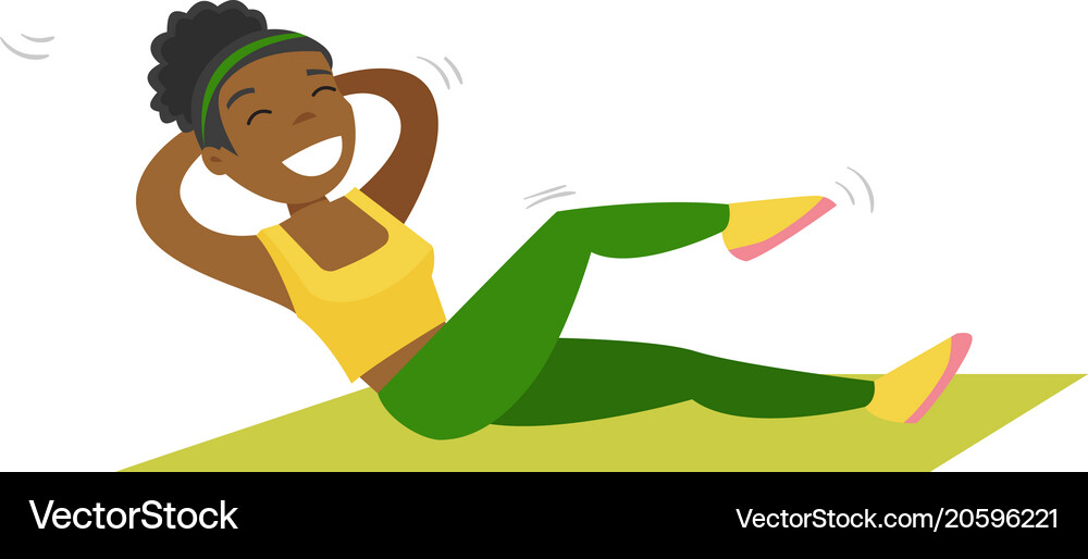 Young african-american woman doing crunches Vector Image