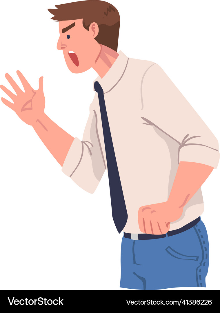 Angry man arguing having conflict with somebody Vector Image