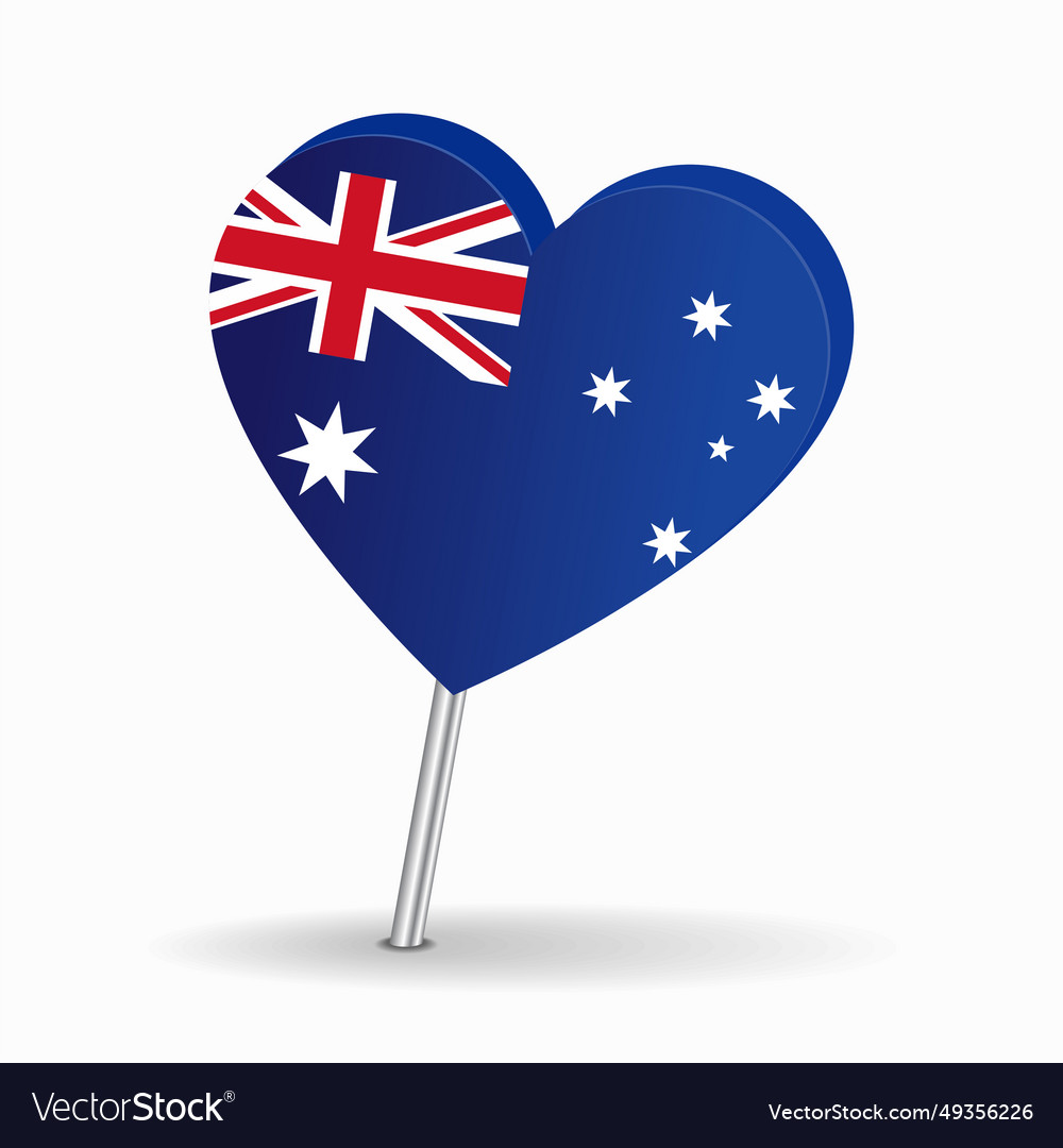Australian flag heart-shaped map pointer layout Vector Image