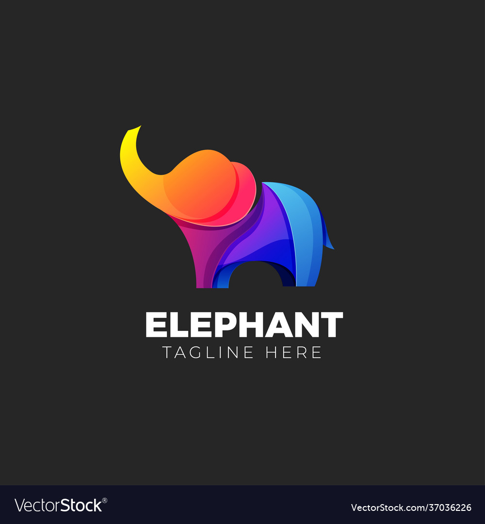 Colorful elephant logo gradient Royalty Free Vector Image
