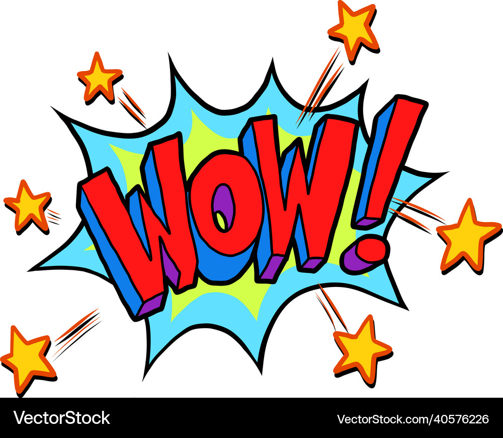 Comic lettering wow hand drawing retro vintage Vector Image
