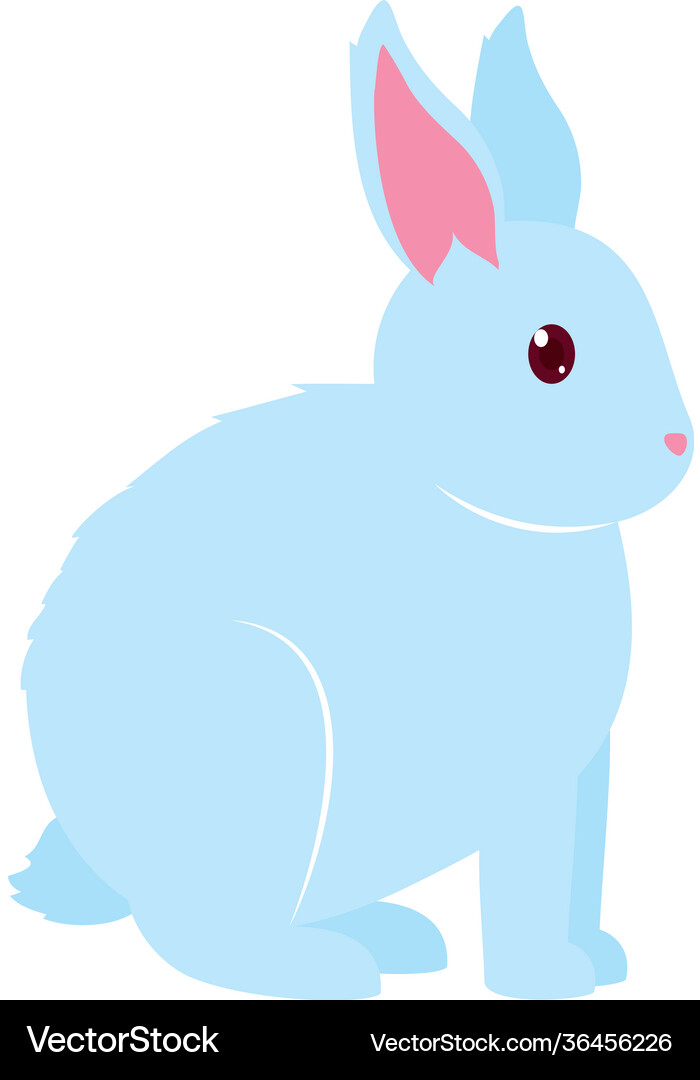 Cute blue rabbit icon colorful design Royalty Free Vector