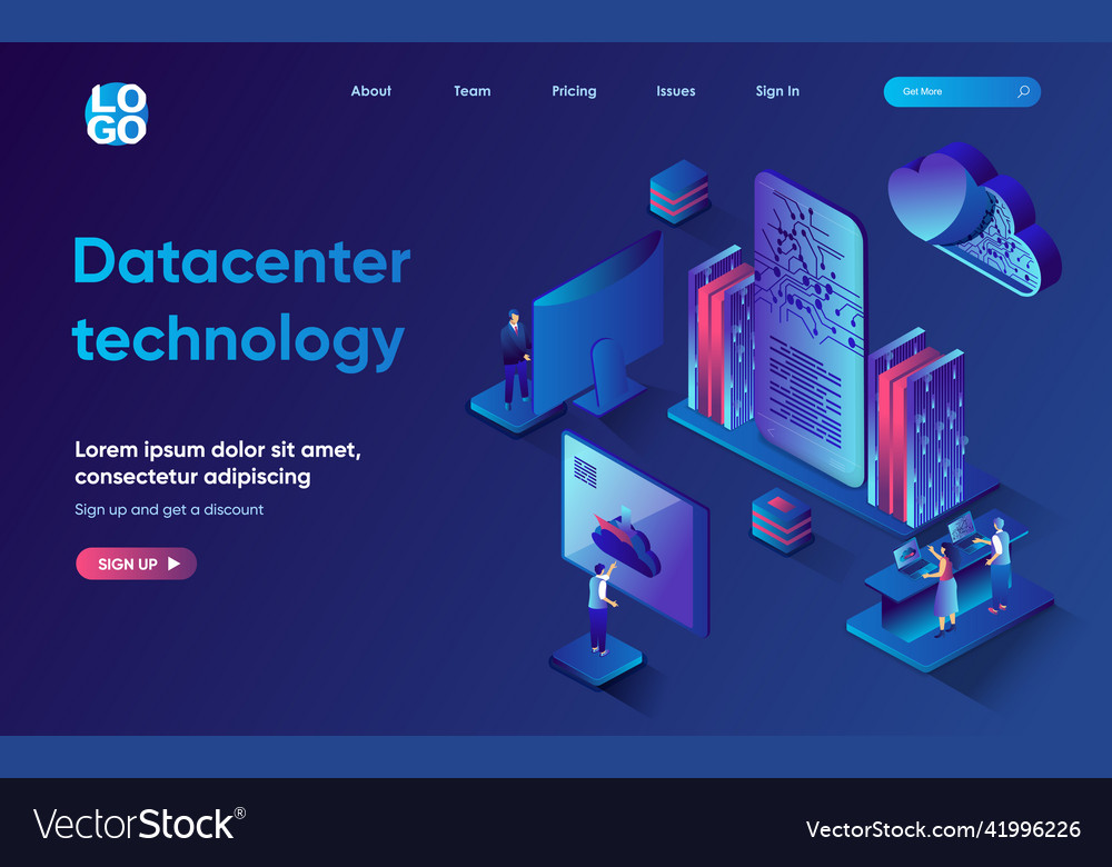 Datacenter Technology Concept 3d Isometric Web Vector Image