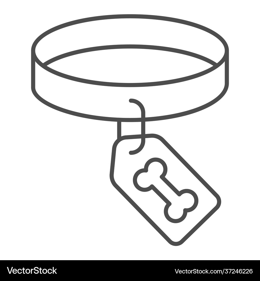 Dog collar and bone tag thin line icon animal Vector Image