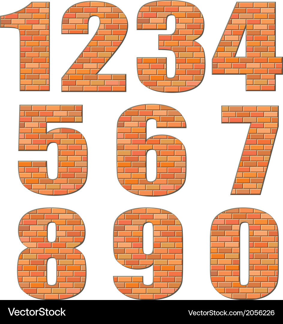Font build out of red bricks Royalty Free Vector Image