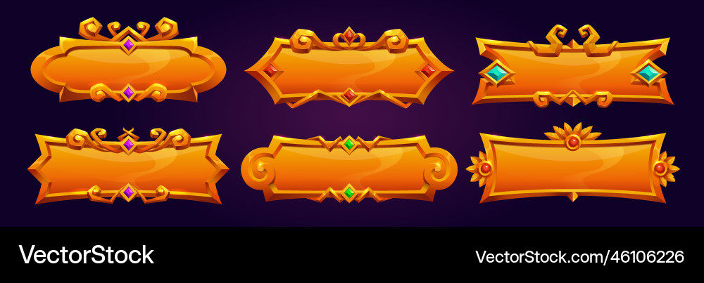 Golden medieval game button isolated badge Vector Image