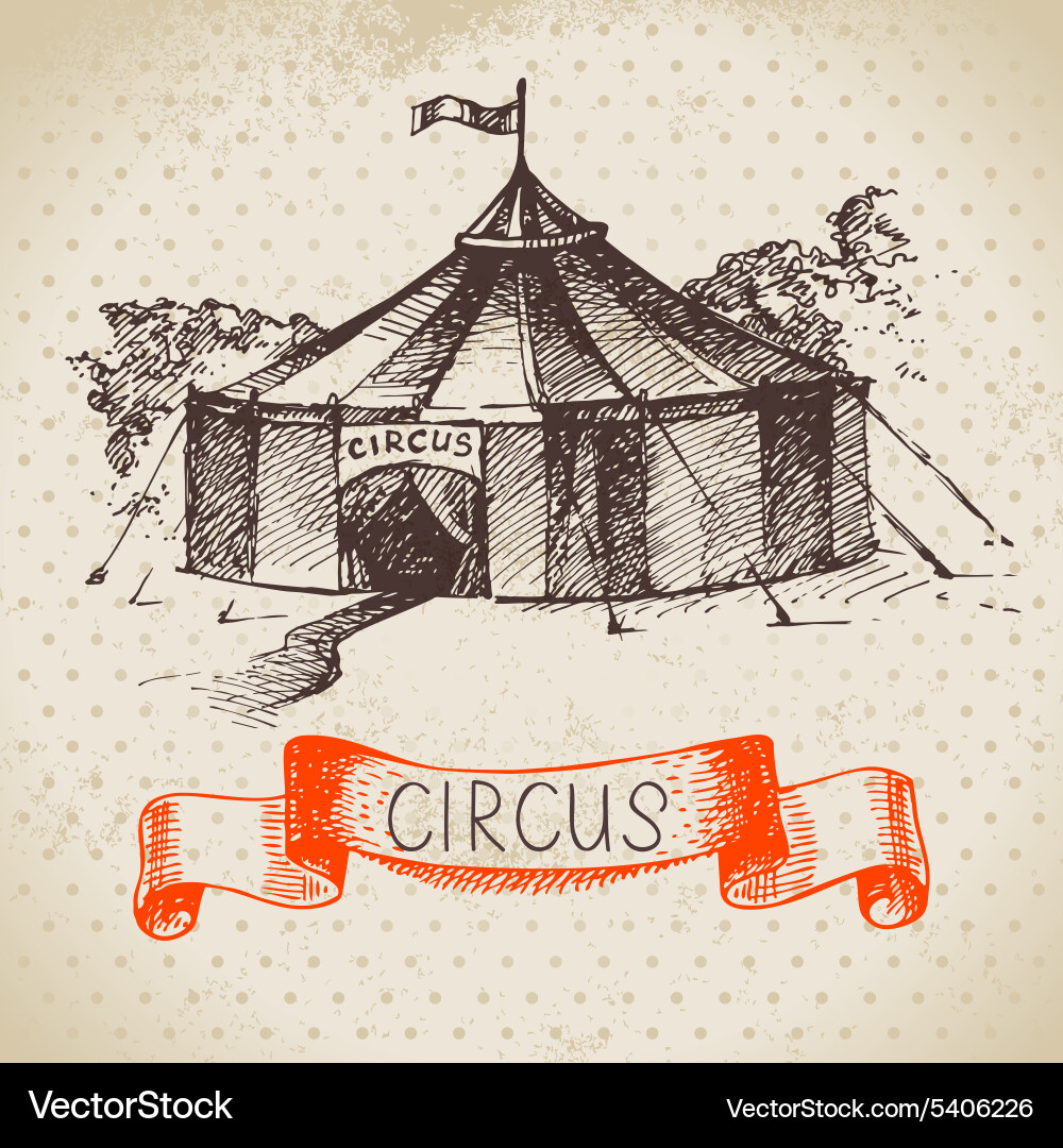 Hand drawn sketch circus and amusement Royalty Free Vector