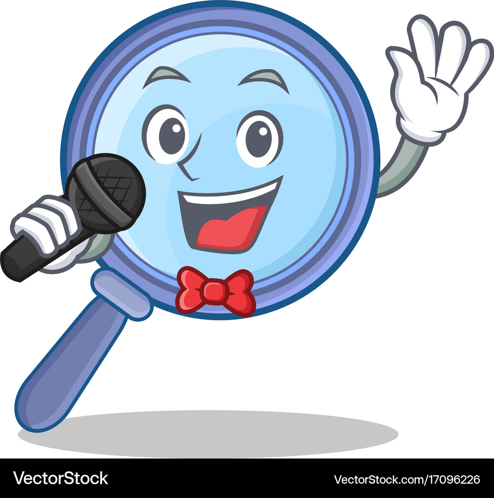 Singing magnifying glass character cartoon Vector Image