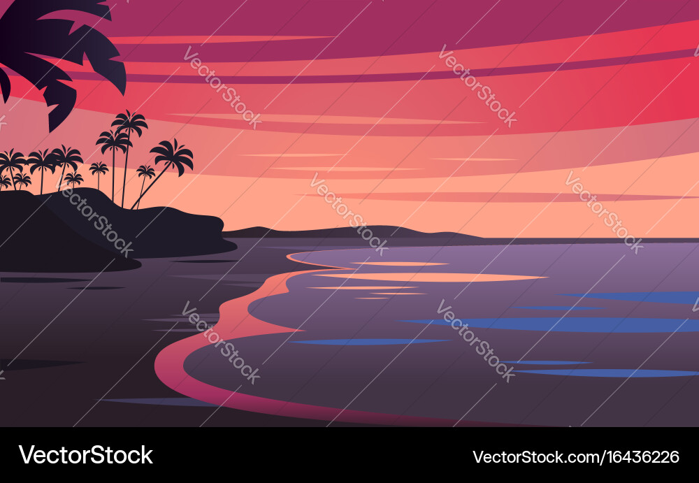 Sunset on beautiful tropical seascape Royalty Free Vector