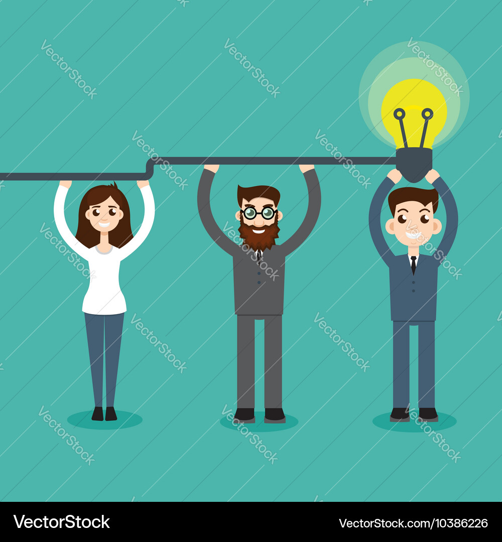 Synergy concept man hold bulb Royalty Free Vector Image