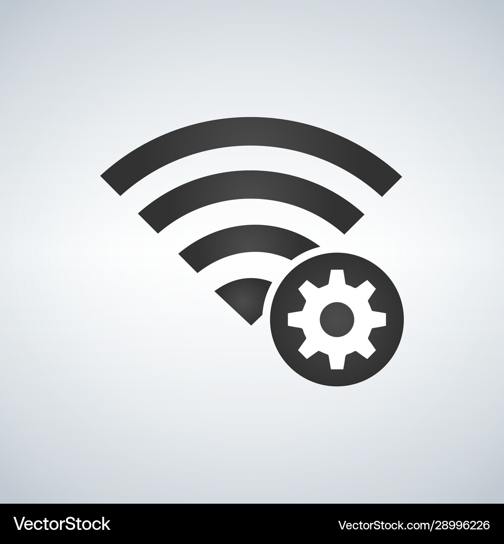Wifi connection signal icon with gear or settings Vector Image