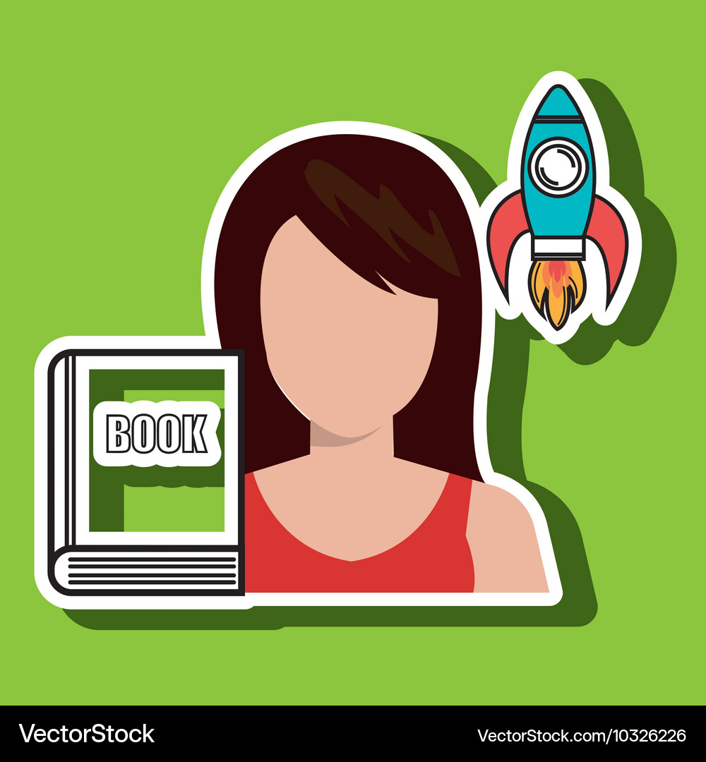 Woman book idea icon Royalty Free Vector Image