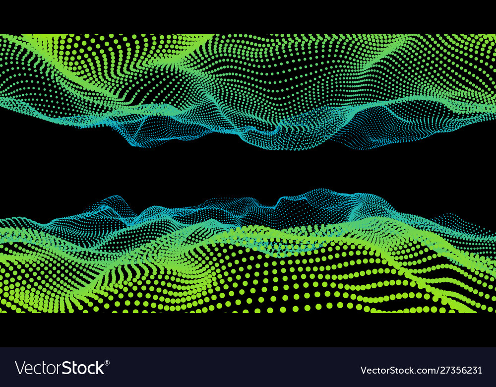 3d sea dots wave reflect glowing stream flow Vector Image
