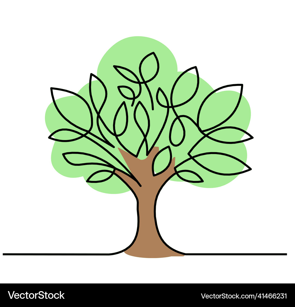 Abstract color tree as line drawing on the white Vector Image