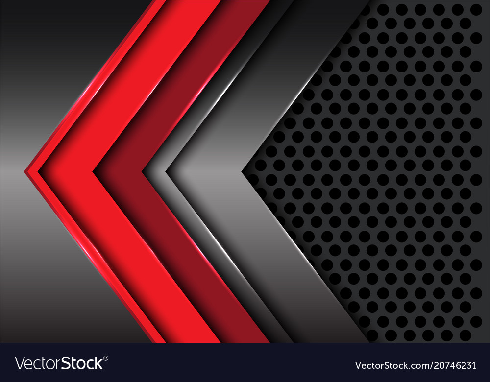 Abstract Red Arrow Dark Metal On Circle Mesh Vector Image 